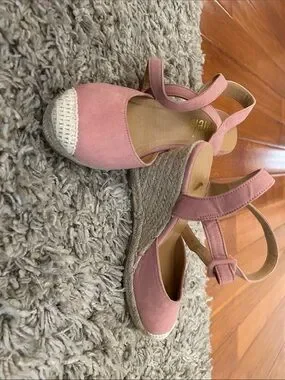 Sorel | Shoes | Sorel Pink Suede Espadrille Wedge Sandals With Ankle ...